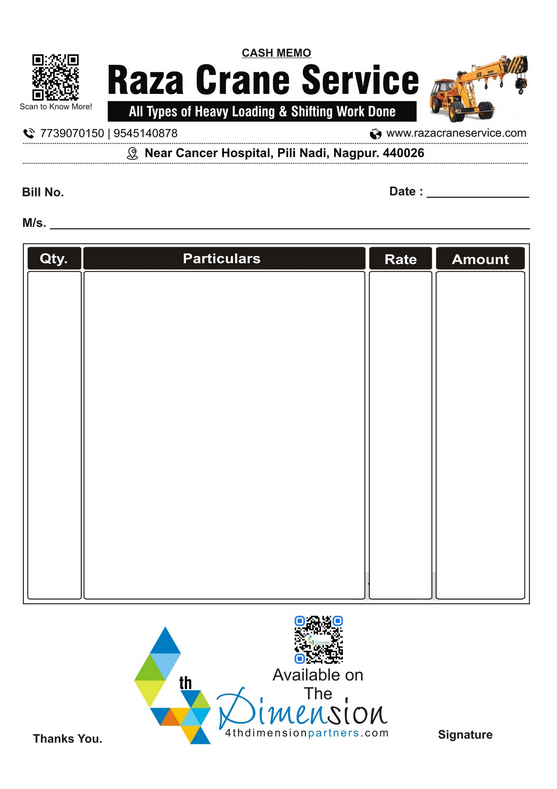 Billbook Memo printing press services in Pili Nadi Nagpur, Check sample ...